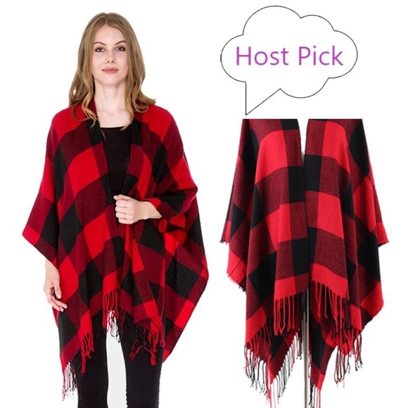 Sweaters | Buffalo Print Poncho Plaid Flannel Large Poncho Size 51 X 63 ...